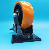 China 6 Inch Heavy Duty Polyurethane Caster Wheels with 6202 Bearing 196mm Height Plate Casters for sale