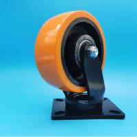 China Extra Heavy Duty 8 Inch PU Polyurethane Swivel Caster Wheels with 6202 Bearing 242mm Height Plate Castors for sale
