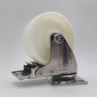 China 4 Inch 304 Stainless Steel Plate Nylon Caster Wheel Swivel Lockable Medium Duty Castor for sale