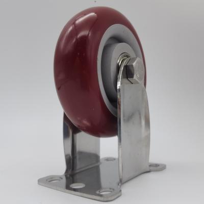 China 304 Stainless Steel Medium Duty Caster 3 Inch PU Polyurethane Swivel Caster for Bakery Racks for sale