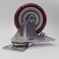 China 304 Stainless Steel Medium Duty Caster 3 Inch PU Polyurethane Swivel Caster for Bakery Racks for sale