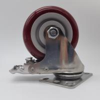 China 304 Stainless Steel Medium Duty Caster 4 Inch PU Wheel 200kg Load Capacity Swivel Locking Caster for Hospital Beds for sale
