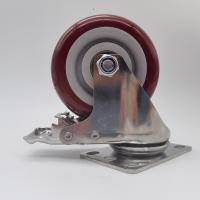 China 304 Stainless Steel Medium Duty Caster 5 Inch PU Wheel 200kg Load Capacity Swivel Locking for sale