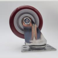 China 304 Stainless Steel Medium Duty Caster 5 Inch PU Wheel 200kg Load Capacity Swivel Locking for sale