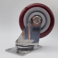 China 304 Stainless Steel Medium Duty Caster 5 Inch PU Wheel 200kg Load Capacity Swivel Locking for sale