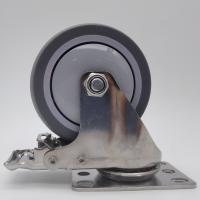 China 304 Stainless Steel TPR Casters 4 Inch Medium Duty Trolley Wheels for Medical Equipment Lab Carts for sale