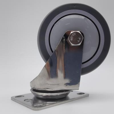 China 304 Stainless Steel TPR Casters 4 Inch Medium Duty Trolley Wheels for Medical Equipment Lab Carts for sale
