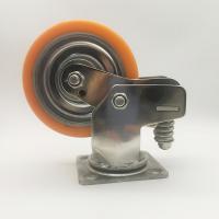 China 6 Inch Heavy Duty Caster 304 Stainless Steel Dual Spring Shock Absorption PU Wheel 500kg Load for sale