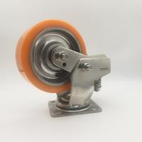 China Stainless Steel Dual Spring Shock Absorbing Caster 5 inch 300-500 kg PU Wheel Heavy Duty for sale