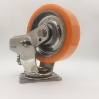 China Stainless Steel Dual Spring Shock Absorbing Caster 5 inch 300-500 kg PU Wheel Heavy Duty for sale