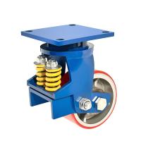 China Dual Spring PU Heavy Duty Caster 6 Inch 8 Inch Lockable Brake for Industrial Assembly Lines for sale