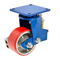 China Dual Spring PU Heavy Duty Caster 6 Inch 8 Inch Lockable Brake for Industrial Assembly Lines for sale