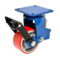 China Dual Spring PU Heavy Duty Caster 6 Inch 8 Inch Lockable Brake for Industrial Assembly Lines for sale