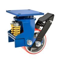 China Dual Spring PU Heavy Duty Caster 6 Inch 8 Inch Lockable Brake for Industrial Assembly Lines for sale