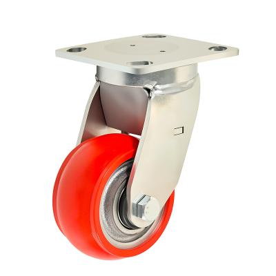 China Self-Returning Heavy Duty Caster 100mm PU Wheel Dual Bearing AGV Medical Caster for sale