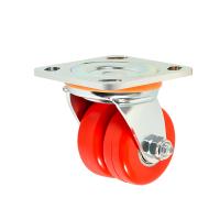 China Heavy Duty Dual Wheel Swivel Caster 100mm PU High Load Capacity 1-5 Ton Industrial Caster for sale