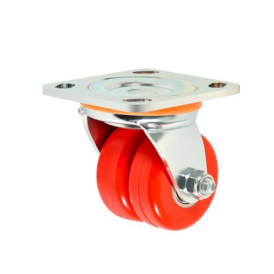 China Heavy Duty Dual Wheel Swivel Caster 100mm PU High Load Capacity 1-5 Ton Industrial Caster for sale