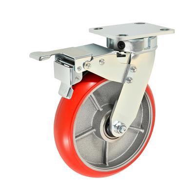 China PU Extra Heavy Duty Caster 4-8 Inch 350-500kg Load Capacity for Concrete Floor Industrial Use for sale