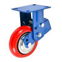China Industrial PU Spring Loaded Caster Wheels 4 Inch Iron Core Lockable Swivel Rigid Castors for Medical Equipment for sale
