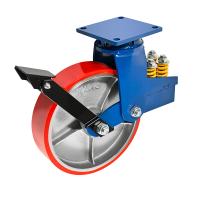 China Heavy Duty Industrial Caster Pallet Truck Steering Wheel 150mm 50mm Width PU Hardness 92 Shore A Load 400kg for sale