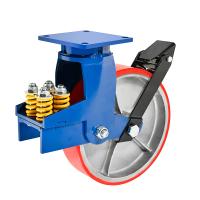 China Heavy Duty Industrial Caster Pallet Truck Steering Wheel 150mm 50mm Width PU Hardness 92 Shore A Load 400kg for sale