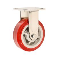 China Heavy Duty Industrial Caster Flat PU Tread Wheel PP Core Ball Bearing Load 270-400kg for sale
