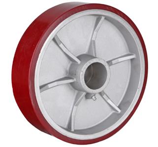 China Heavy Duty Industrial Caster Flat Round PU Wheels Cast Iron Core Load Capacity 270 to 1600 kg for sale