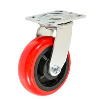 China Lightweight Medium Weight Round Red PP Wheel Heavy Duty Industrial Caster 100mm to 200mm Diameter for sale