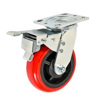 China Lightweight Medium Weight Round Red PP Wheel Heavy Duty Industrial Caster 100mm to 200mm Diameter for sale