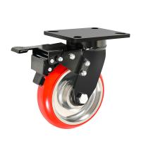 China European PU Heavy Duty Industrial Caster Aluminum Core Wheel 1100kg Load Capacity 250mm for sale