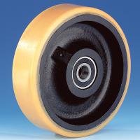 China Heavy Duty Industrial Caster Flat Round PU Wheels Cast Iron Core Load Capacity 270 to 1600 kg for sale