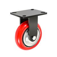 China Heavy Duty Industrial Caster Flat Round PU Wheels Cast Iron Core Load Capacity 270 to 1600 kg for sale