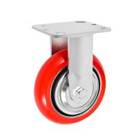 China Heavy Duty Industrial Caster Flat Round PU Wheels Cast Iron Core Load Capacity 270 to 1600 kg for sale