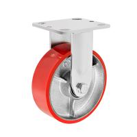 China Heavy Duty Industrial Caster Flat Round PU Wheels Cast Iron Core Load Capacity 270 to 1600 kg for sale
