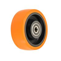 China Heavy Duty Industrial Caster Flat Round PU Wheels Cast Iron Core Load Capacity 270 to 1600 kg for sale
