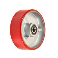 China Heavy Duty Industrial Caster Flat Round PU Wheels Cast Iron Core Load Capacity 270 to 1600 kg for sale