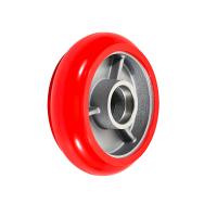 China Heavy Duty Industrial Caster Flat Round PU Wheels Cast Iron Core Load Capacity 270 to 1600 kg for sale