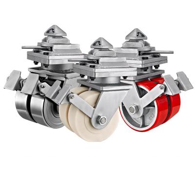 China Double Extra Heavy Duty Container Caster PU on Iron Core 6-9 Ton Load Capacity 150-300mm Wheel for sale