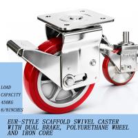 China European Style Scaffold Swivel Caster Dual Brake Heavy Duty 6 Inch 430kg Load Capacity Polyurethane Wheel for sale