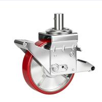 China European Style Scaffold Swivel Caster Dual Brake Heavy Duty 6 Inch 430kg Load Capacity Polyurethane Wheel for sale