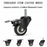 China 40mm 50mm 63mm PVC Furniture Caster Threaded Stem Wheel 35kg 50kg 80kg Load Capacity Office Chair Bookshelf Bed for sale