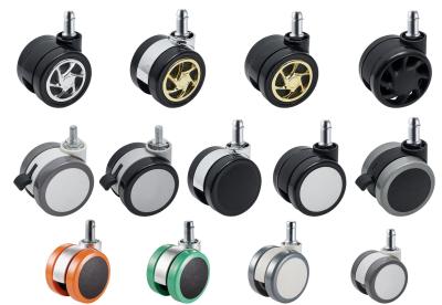 China Lockable Swivel Plastic Caster Wheels 40mm 50mm with Ball Bearing for Furniture Office Chairs for sale