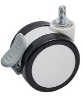 China 60mm Home Furniture Caster Wheel with Threaded Stem and Plate Base Lockable 80kg Load Capacity for sale
