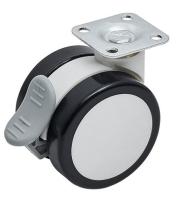 China 60mm Home Furniture Caster Wheel with Threaded Stem and Plate Base Lockable 80kg Load Capacity for sale