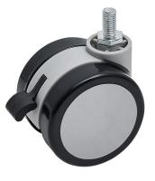 China 60mm 2.5 Inch Threaded Stem Swivel Caster Wheel PU Rubber Furniture Office Chair Casters 40kg Load for sale