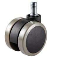 China Black Swivel Caster 60mm 2.5 Inch PU Rubber Wheel Threaded Stem Office Chair Caster 40kg Load for sale