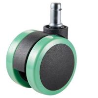 China Black Swivel Caster 60mm 2.5 Inch PU Rubber Wheel Threaded Stem Office Chair Caster 40kg Load for sale