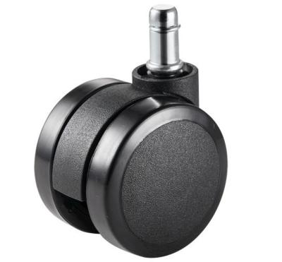 China Black Swivel Caster 60mm 2.5 Inch PU Rubber Wheel Threaded Stem Office Chair Caster 40kg Load for sale