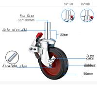 China European Style Scaffold Iron Core Rubber Swivel Caster Dual Brake Heavy Duty 8 Inch 600kg Load Capacity for sale