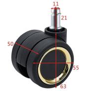 China 55mm Threaded Stem Caster Wheels Light Duty Swivel Set 5pcs 40kg Load Capacity Office Chair for sale